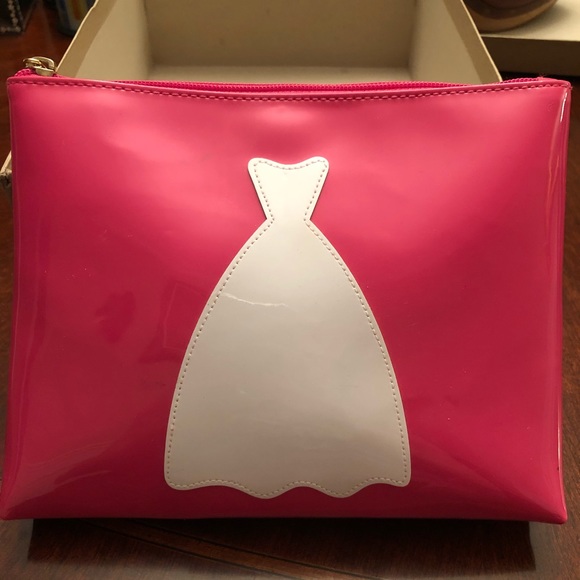 Lolo | Bags | Lolo Pink W White Dress Zipper Pouch | Poshmark